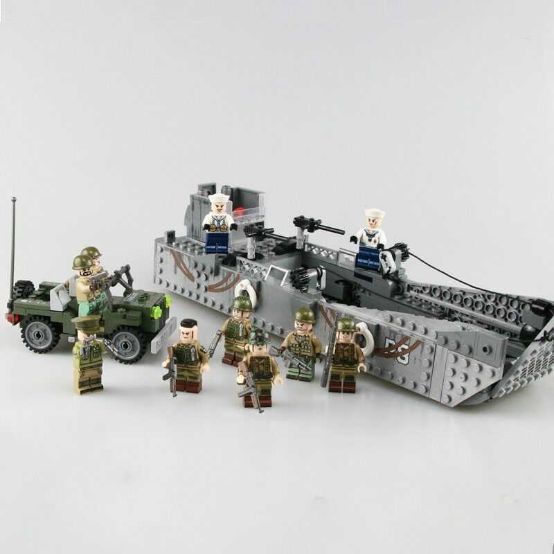 Lego Military USA Army Landing Boat Building Blocks WW2 Military Army ...