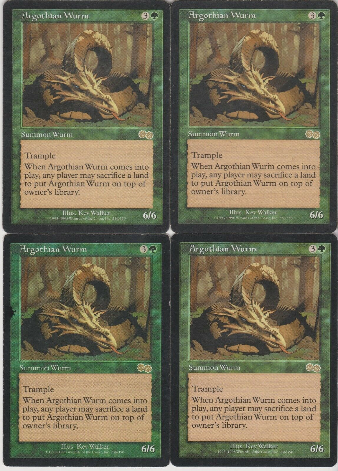 MTG 4X Argothian Wurm X4 Urza ' S Saga Magic USG - Played | #20874462
