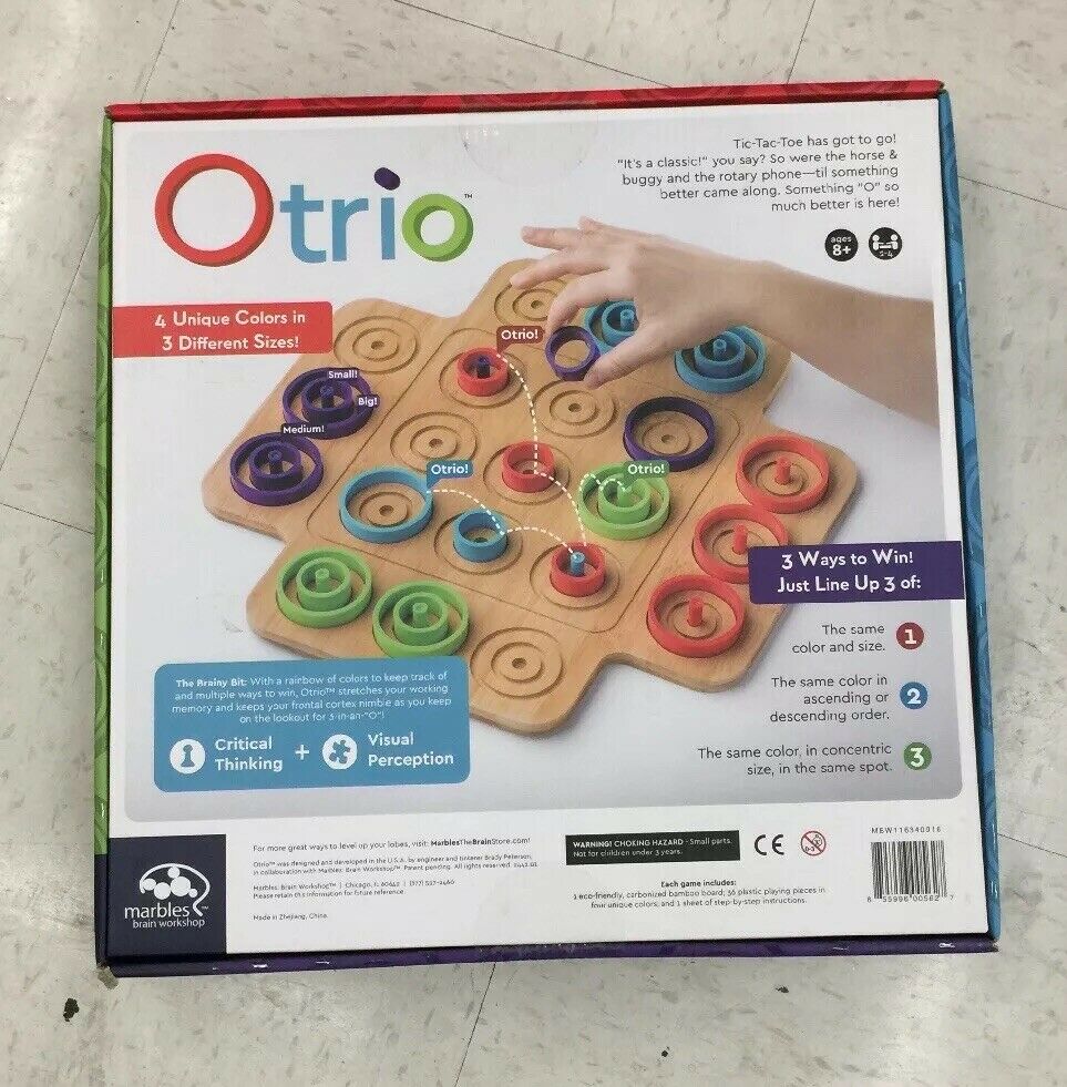 OTRIO BOARD GAME Marbles:Brain Workshop Bamboo Wood Version Open Box ...