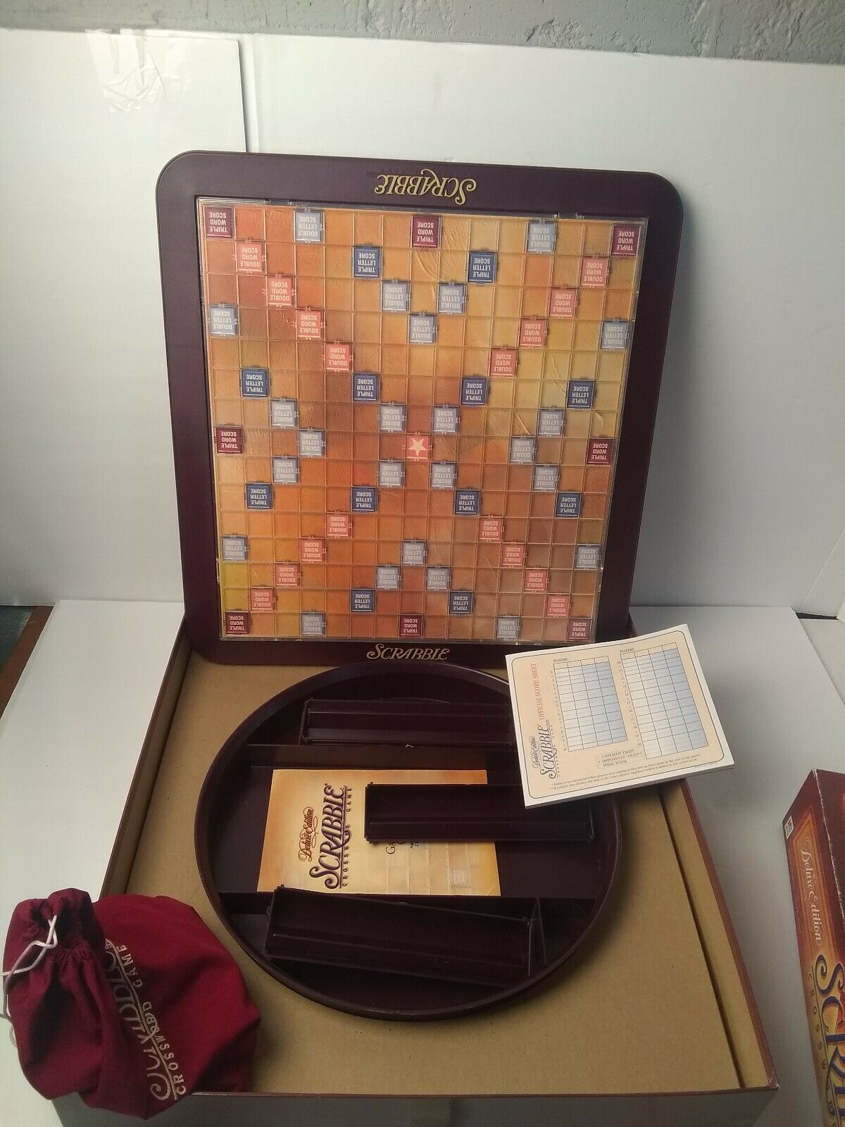 Scrabble Deluxe Edition Crossword Board Game With Turntable Complete ...