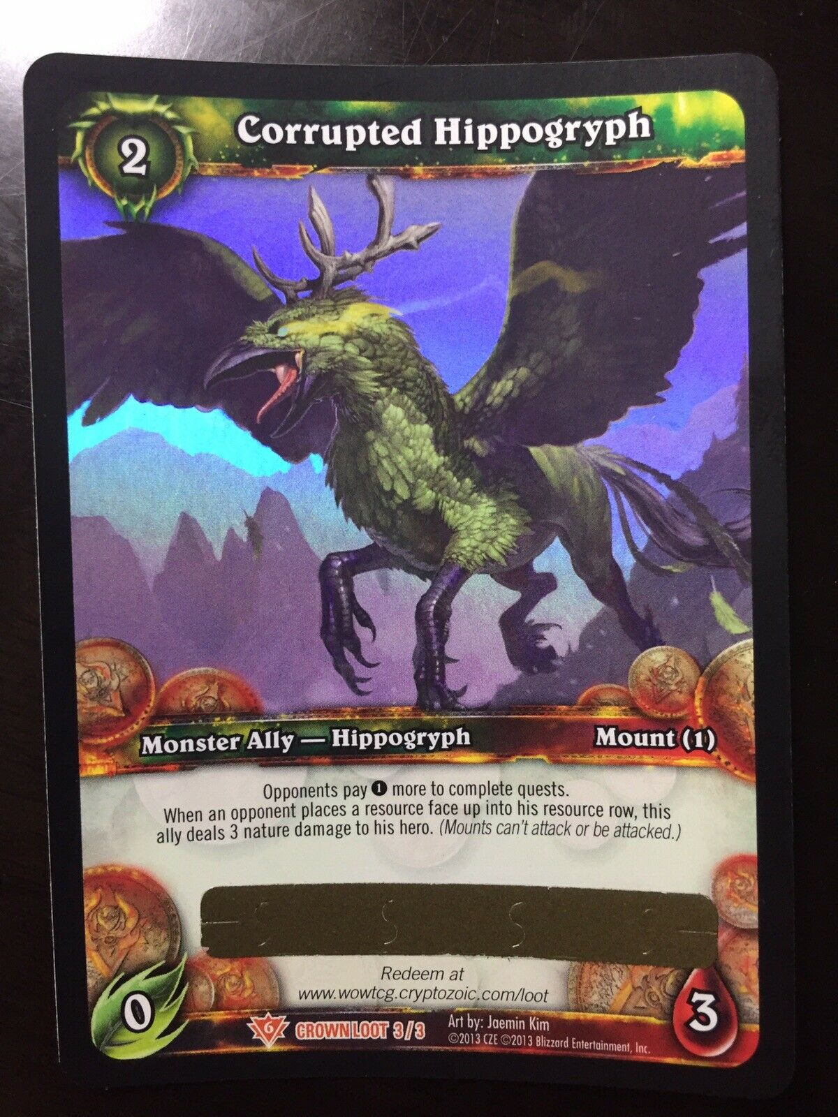 World Of Warcraft WOW TCG Loot Card Mount Corrupted Hippogryph Code ...