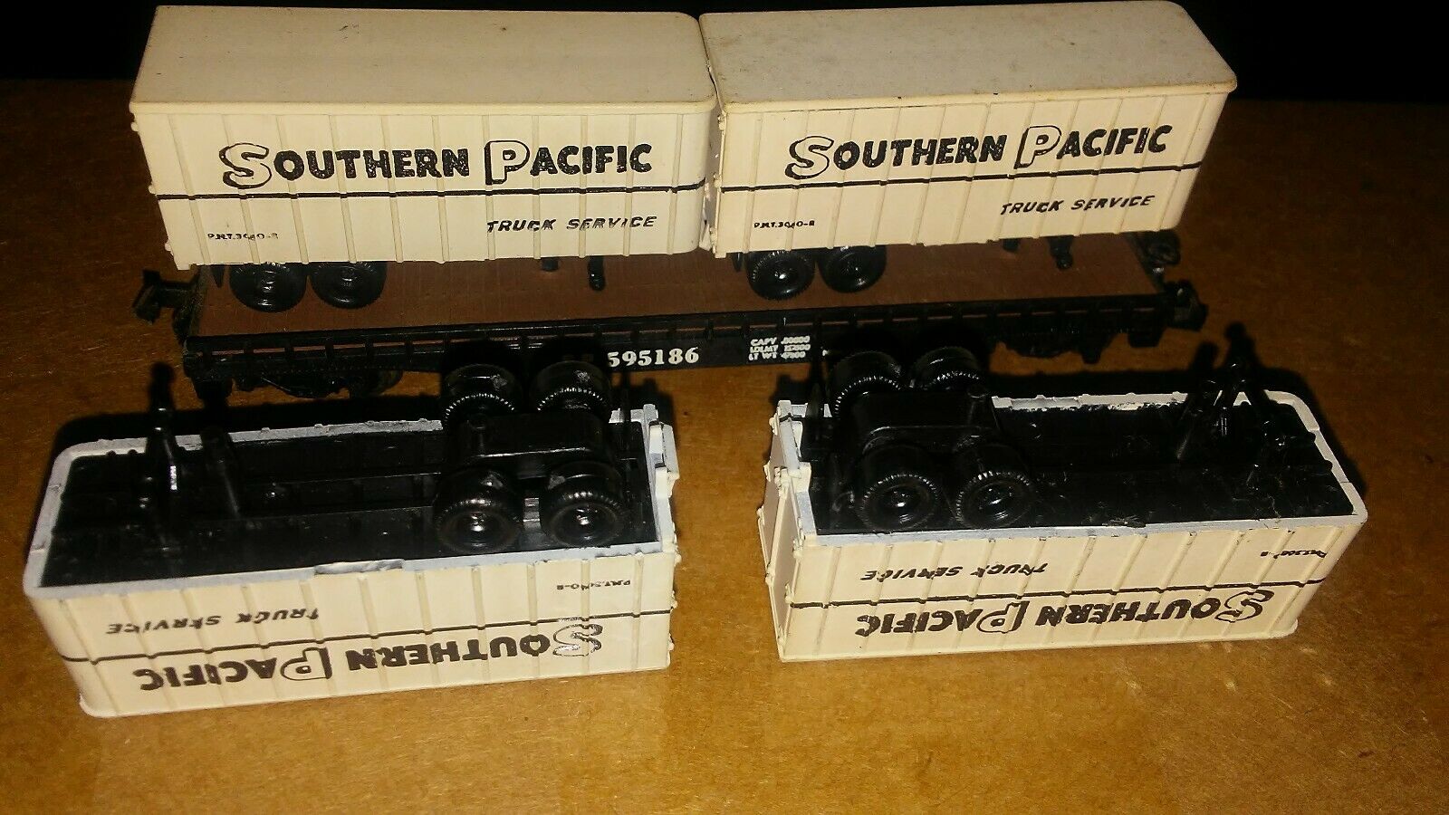 N Scale Trix 4 Piggyback Trailers W Rail Car Southern Pacific. Will ...