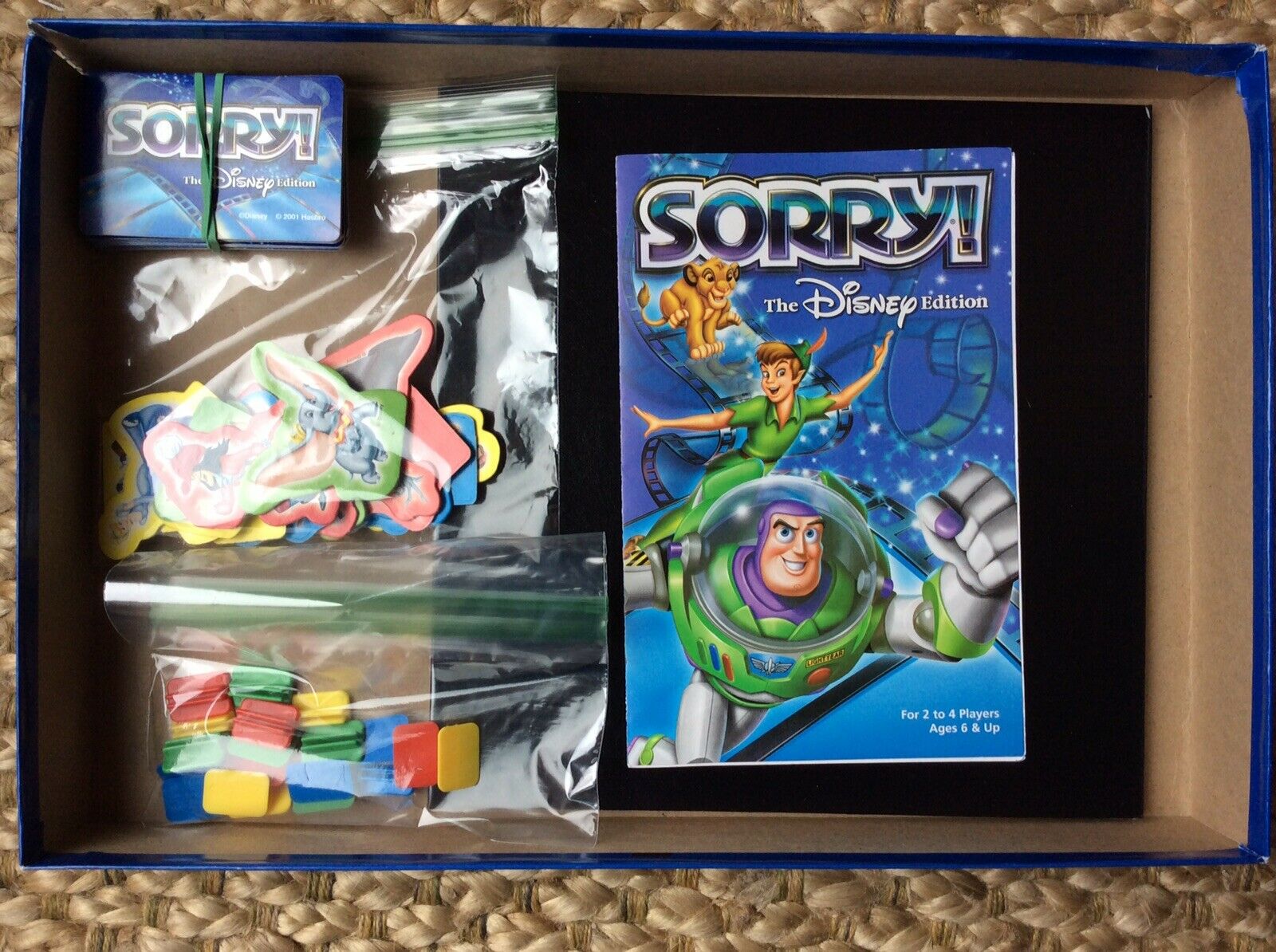 Sorry Board Game The Disney Edition COMPLETE Parker Brothers 2001 Buzz ...