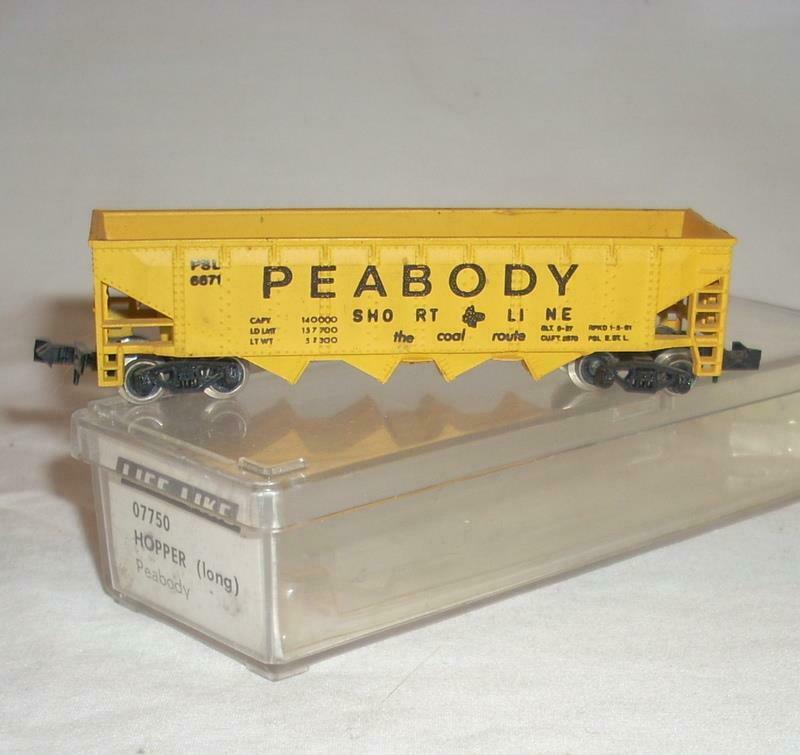 N Scale Life Like Short Line Peabody Railroad Train 4 Bay Hopper Car ...