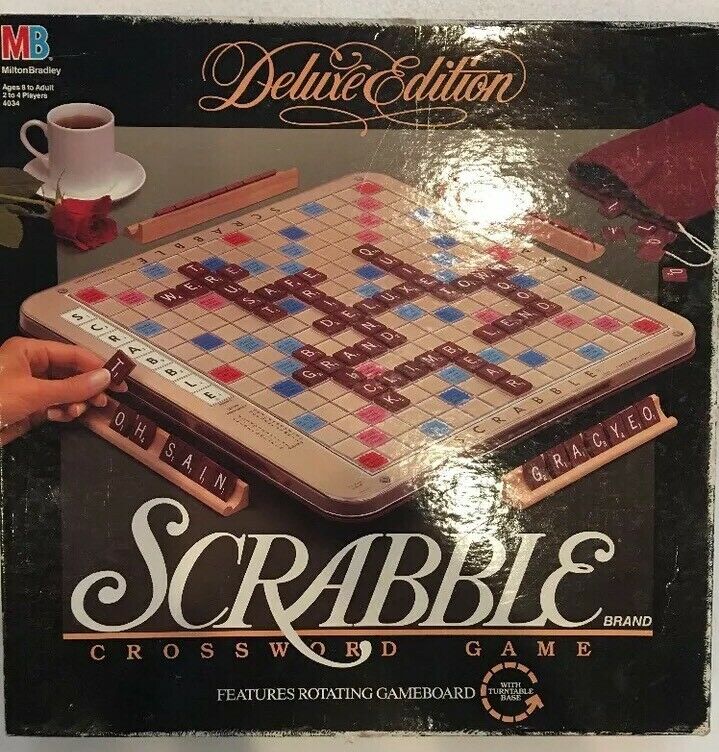 Scrabble Deluxe Edition Turntable Board Game 1989 Milton Bradley 4034 ...