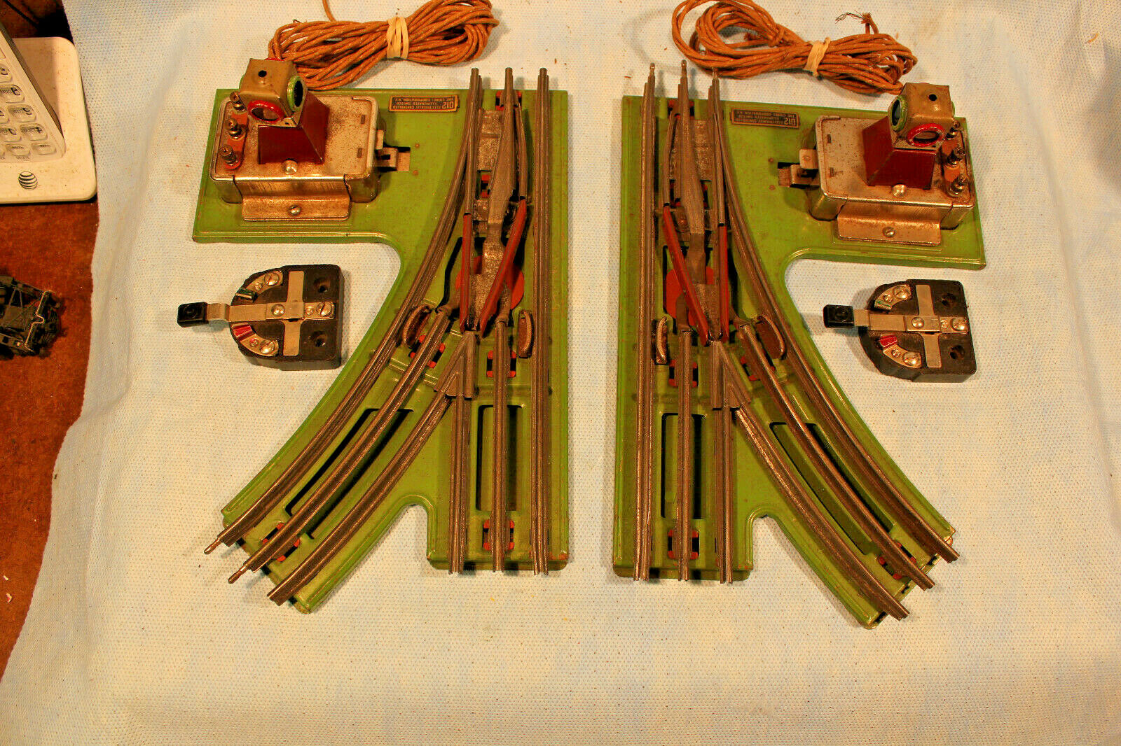 LIONEL O GAUGE 012 PREWAR TRACK SWITCHES AND TWO 222 CONTROLS | #20771677