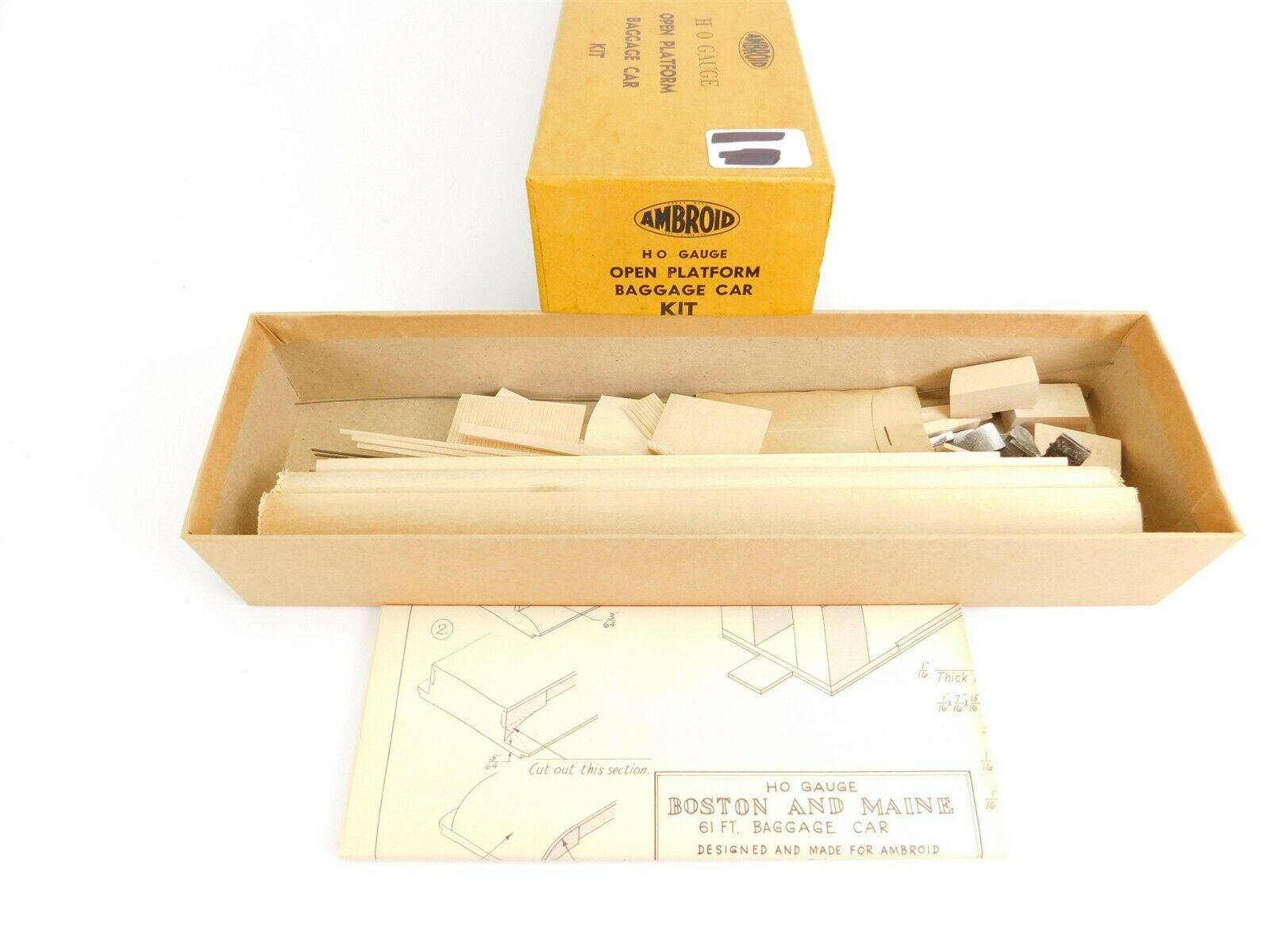 HO Scale Ambroid Undecorated Open Platform Baggage Car Unpainted Wood ...