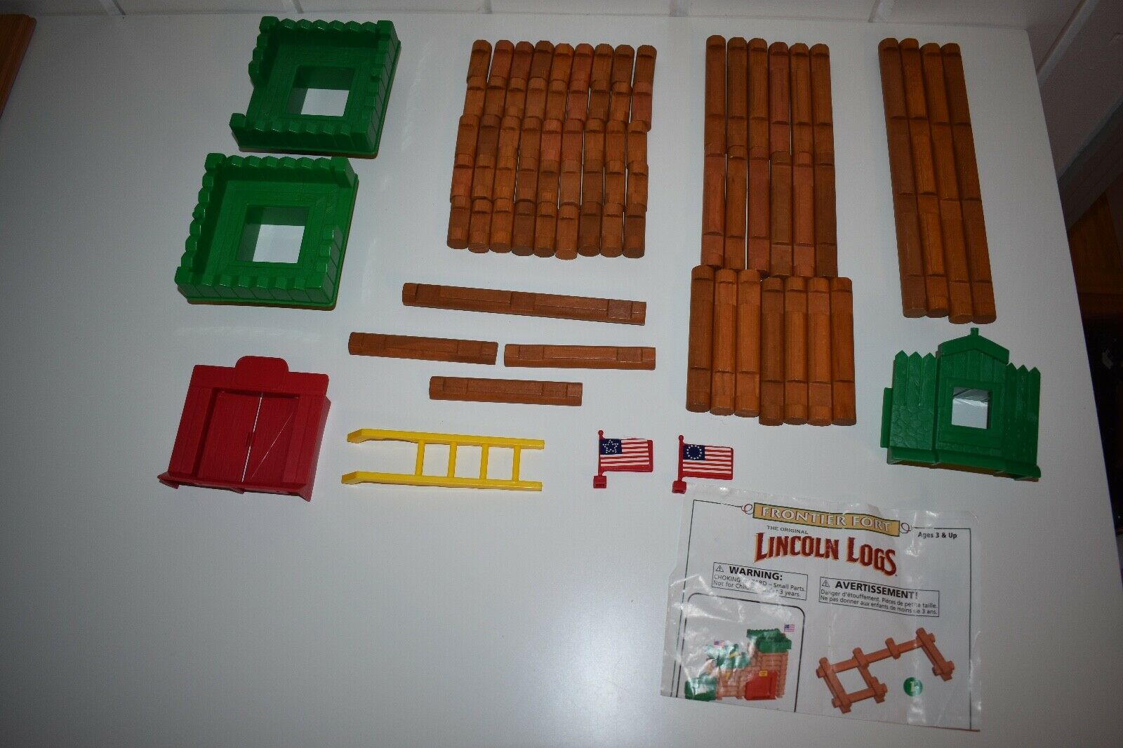 LINCOLN LOGS Frontier Fort Set W/ Instructions Real Wooden Building Not ...